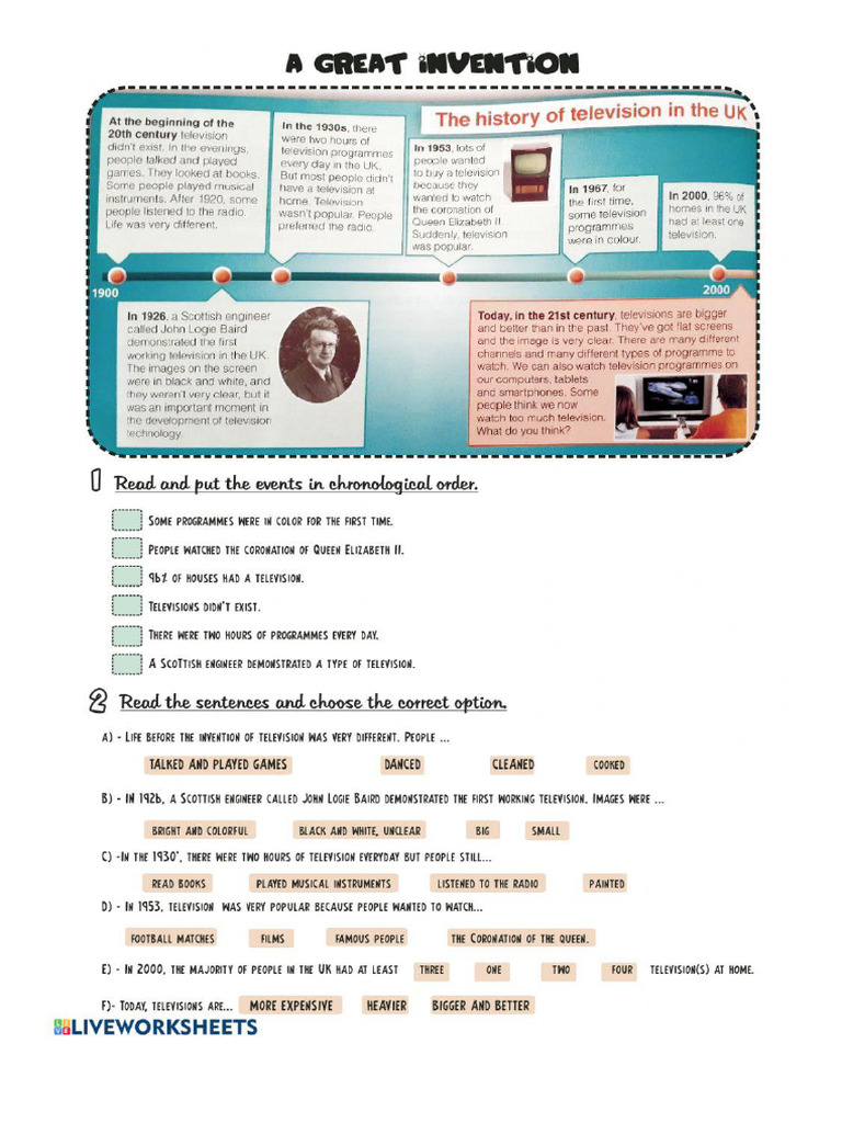 Worksheet - A Great Invention | PDF