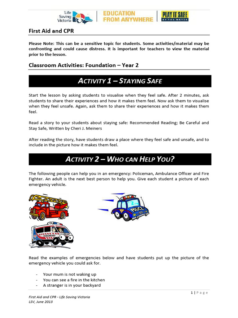 First Aid and CPR Classroom Activity Ideas | Download Free PDF | First ...