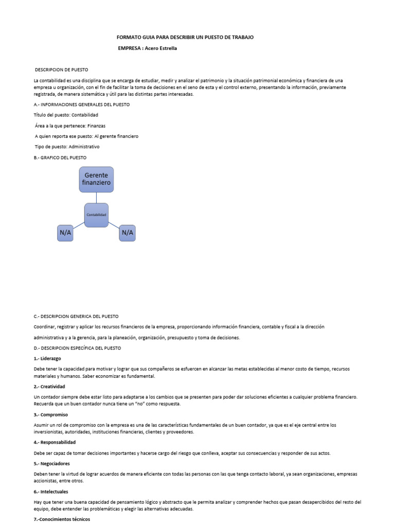 FORMATO GUIA PARA DESCRIBIR UN PUESTO DE TRABAJO Jesus | PDF ... FORMATO GUIA PARA DESCRIBIR UN PUESTO DE TRABAJO Jesus | PDF ...