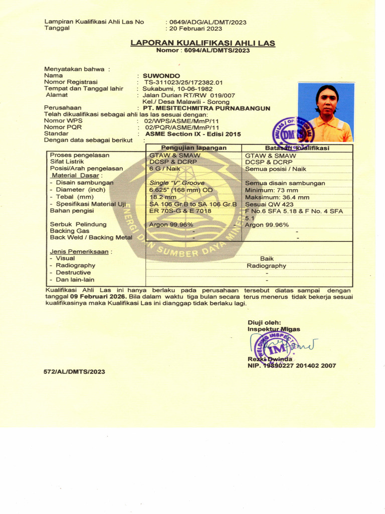 Kualifikasi Ahli Las | PDF