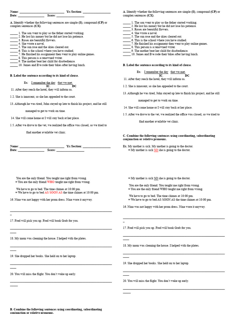 FINALS WRITTEN WORK # 3 Sentence Structures | PDF | Language Mechanics | Grammar