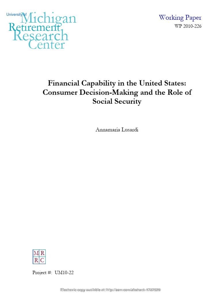 Financial Capability in the United States: Consumer Decision-Making and ...