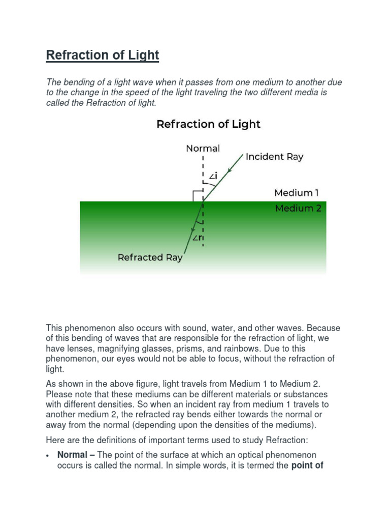 Refraction of Light | Download Free PDF | Refraction | Refractive Index