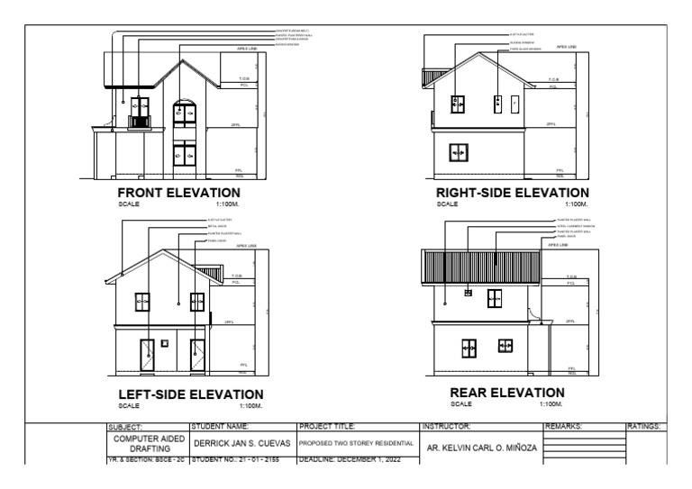 DERRICK JAN S. CUEVAS CE-2C (Elevation of Two Storey Residential ...