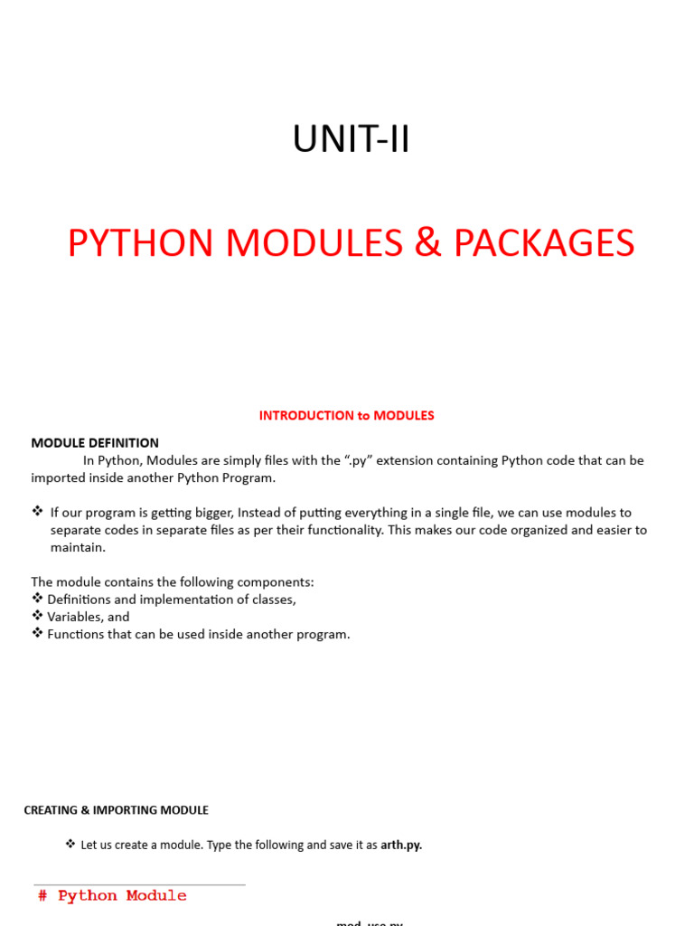 UNIT-II Modules and Packages | PDF | String (Computer Science) | Regular Expression