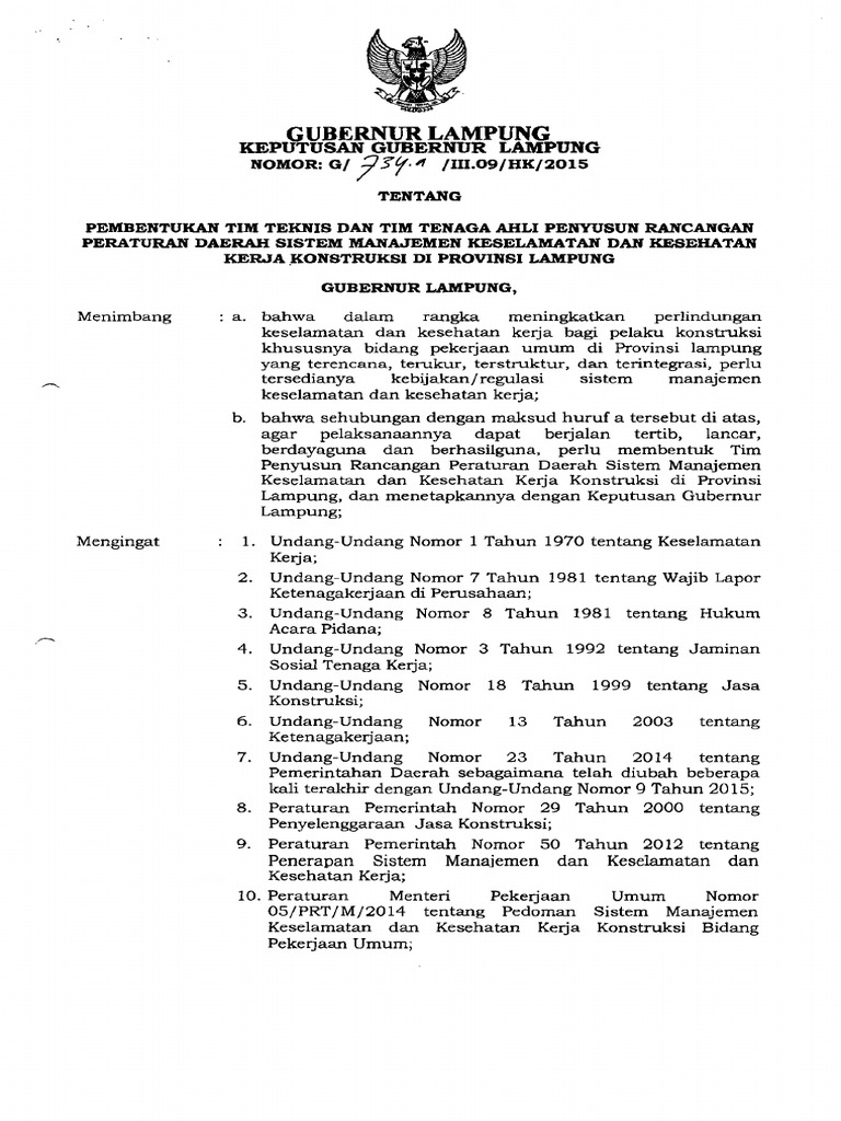 Pembentukan Tim Teknis Dan Tim Tenaga Ahli Penyusun Rancangan Peraturan ...