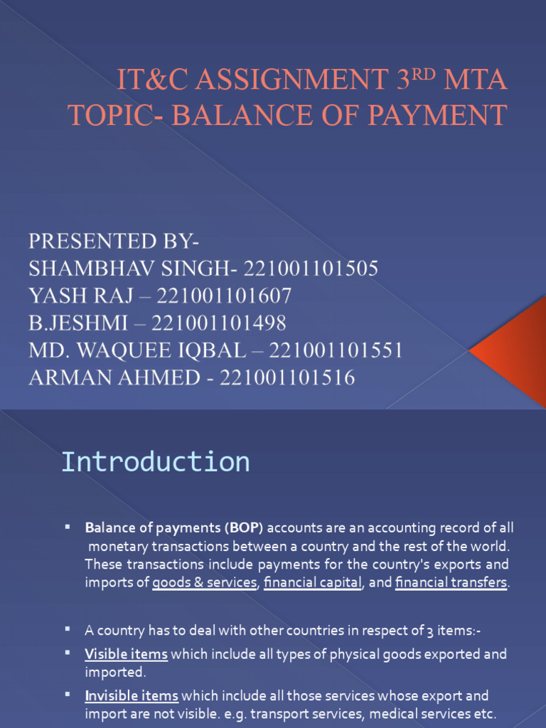 It&c Mta Presentation | PDF | Balance Of Payments | Money