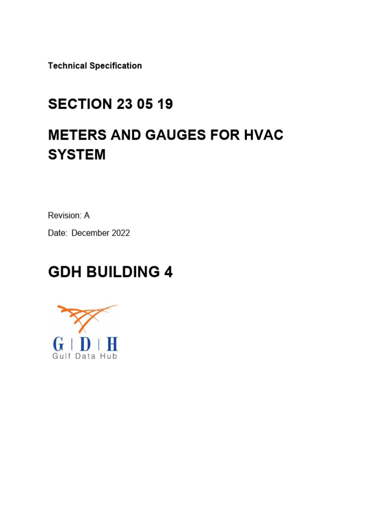 HVAC Meters and Gauges Specifications | PDF | Flow Measurement | Pipe ...