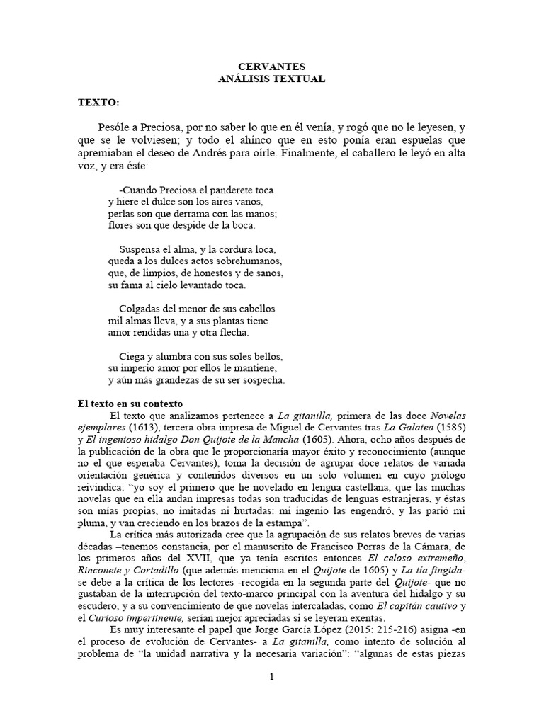 CERVANTES Análisis Soneto Preciosa Def | PDF | Arte | Clásicos