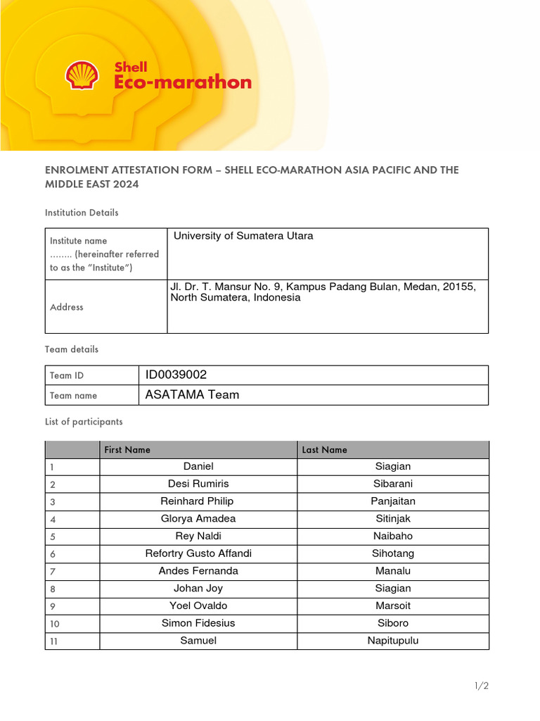SEM APME 2024 - Enrolment Attestation Form | PDF