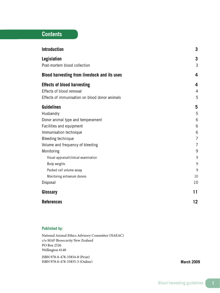 Blood Harvesting Guidelines for Livestock | PDF | Animal Welfare ...