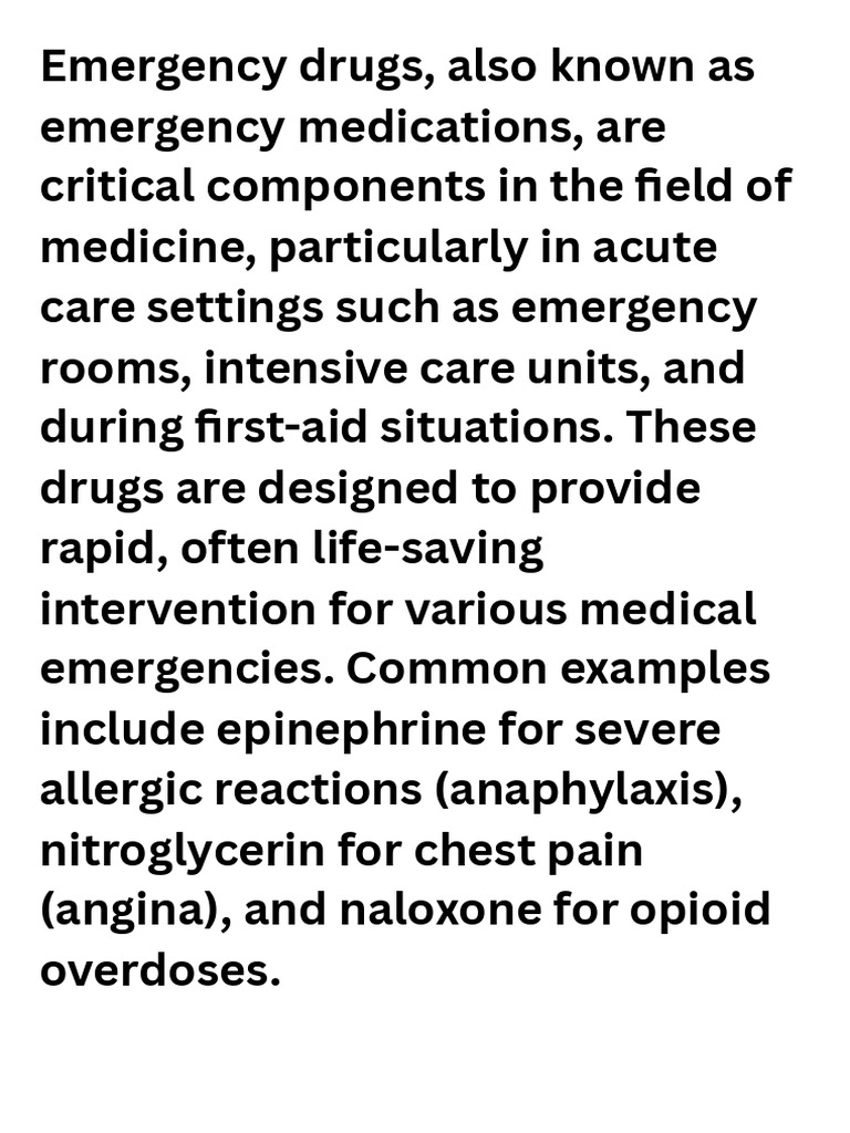 Interesting Facts About Emergency Drugs Include Their Historical ...