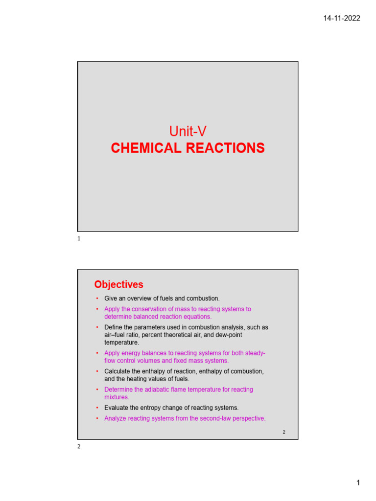 V-Reacting Systems-Chemical Reactions | PDF | Combustion | Fuel Cell
