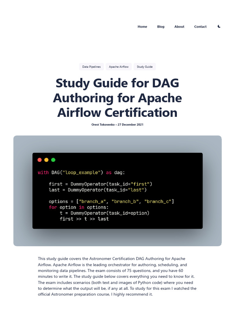 Apache Airflow Certification - Study Guide For DAG Authoring | PDF | Parameter (Computer ...