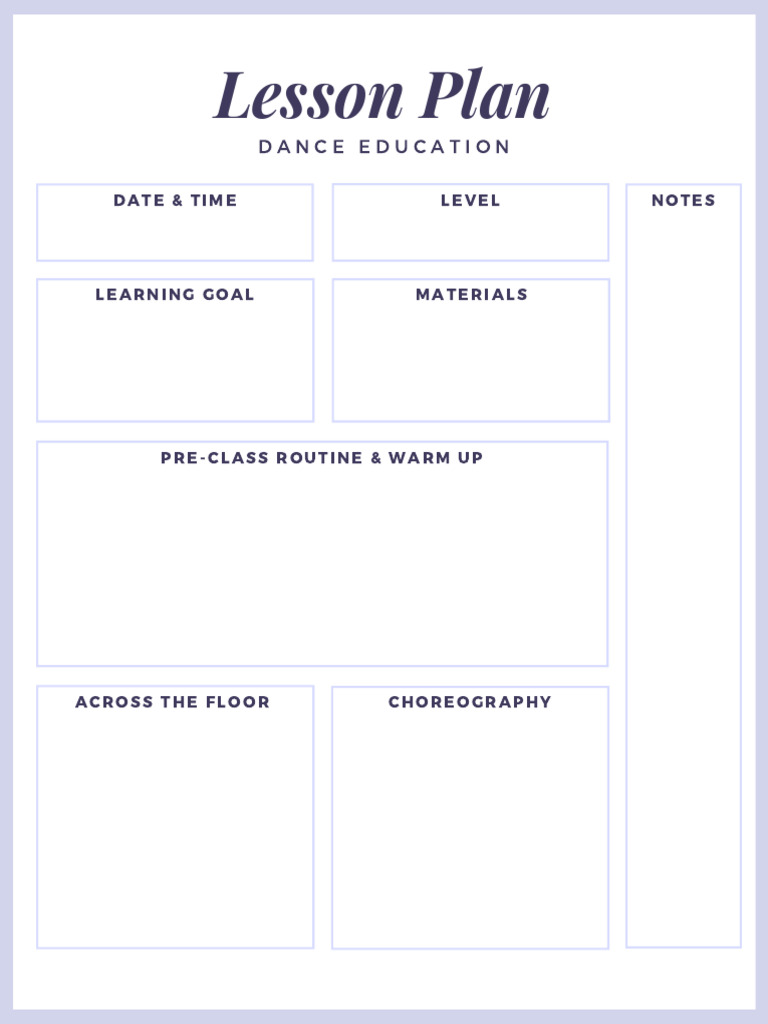 Dance Education Lesson Plan Template | PDF | Art
