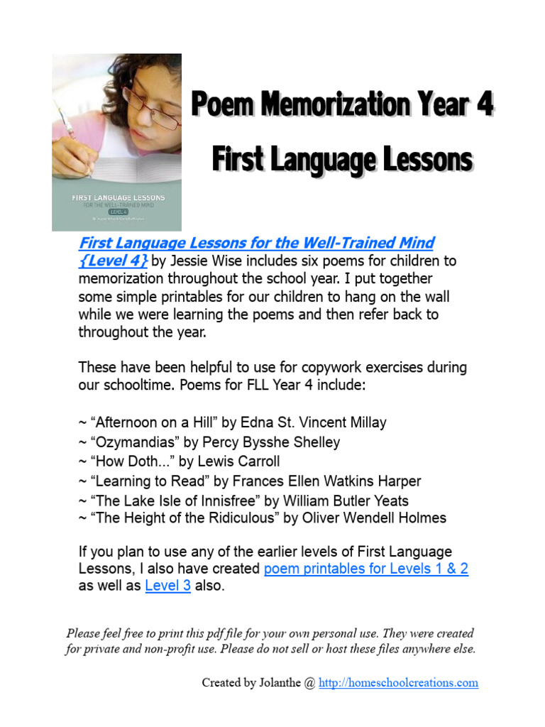 FLL Year 4 Poems | PDF