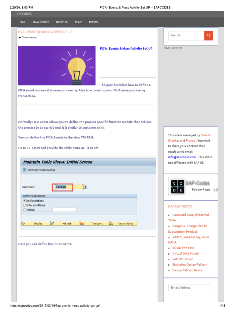 FICA- Events & Mass Activity Set UP – SAPCODES | PDF | Computer ... FICA- Events & Mass Activity Set UP – SAPCODES | PDF | Computer ...