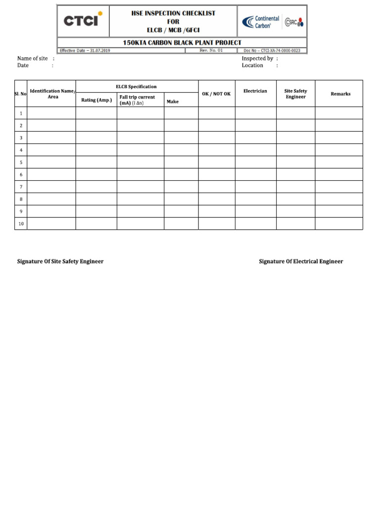 Electrical Elcb RCCB MCB Gfci Checklist | PDF