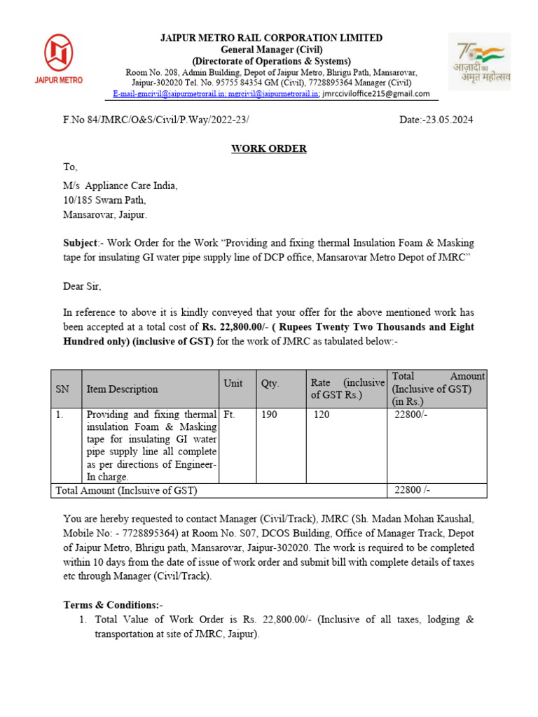 Draft Work Order | PDF | Payments