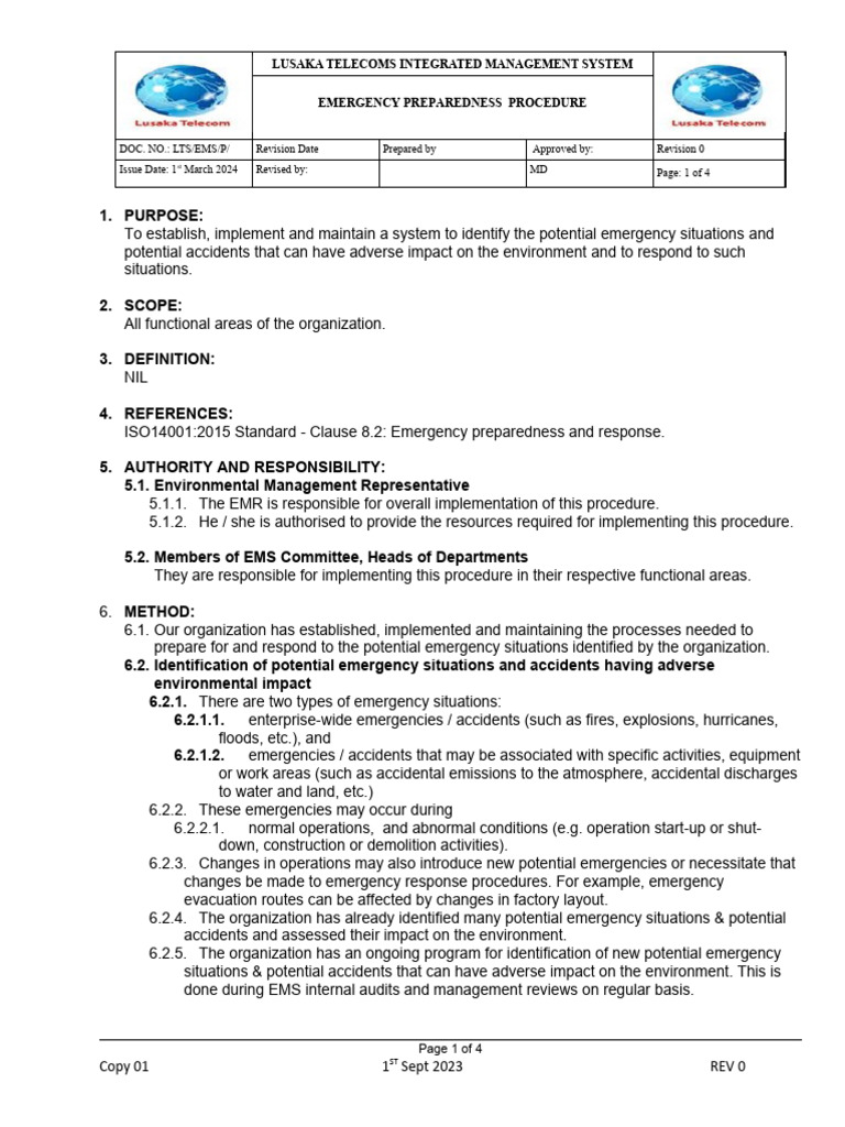 Emergency Management Procedures and Response Time | PDF | Emergency ...