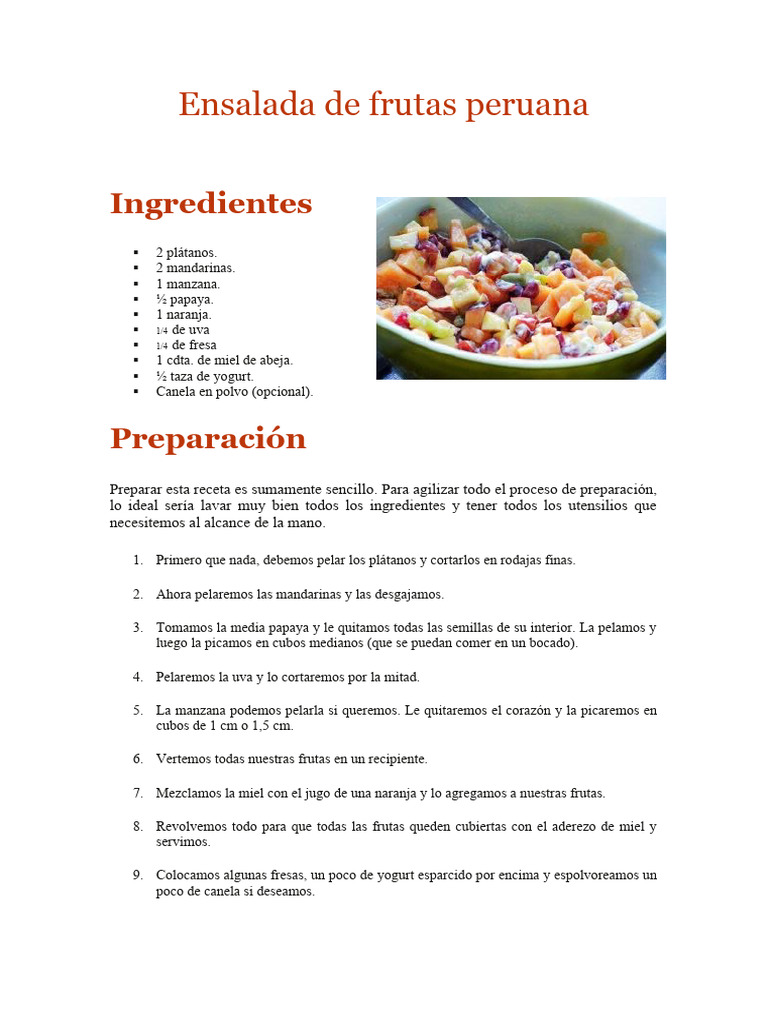 Ensalada de Frutas Peruana | PDF