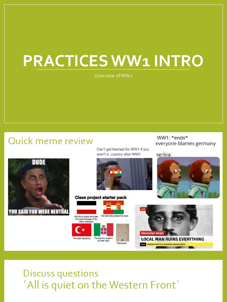 Practices WW1 Intro | Download Free PDF | Trench Warfare | World War I