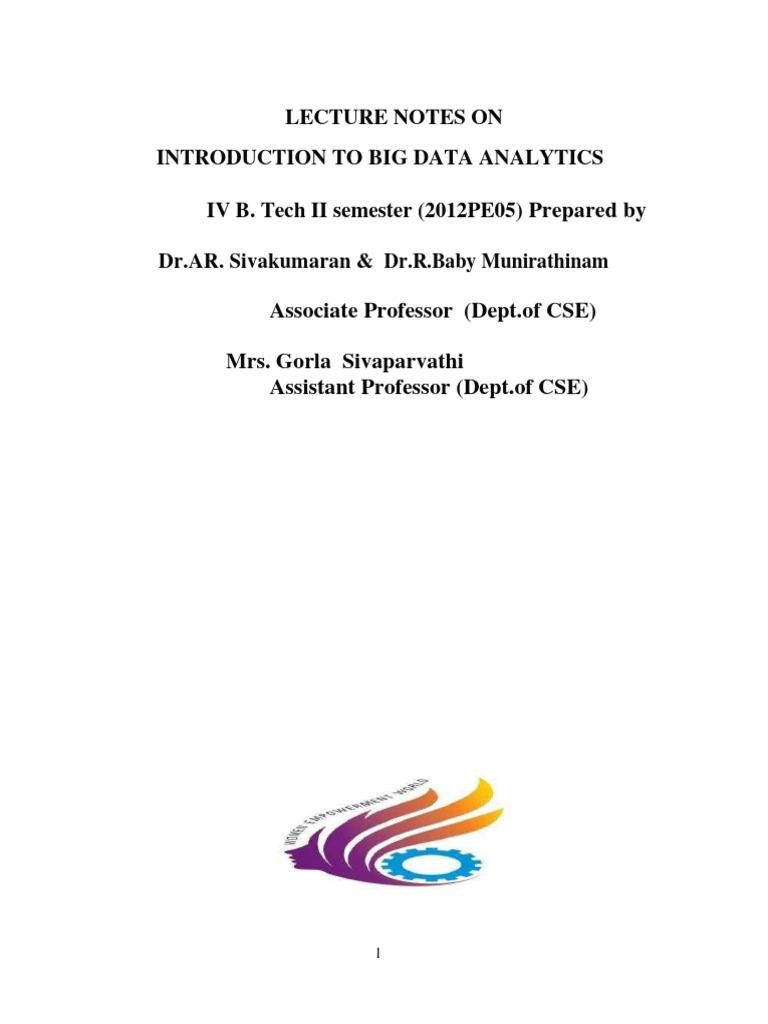 Big Data Analytics for B.Tech Students | PDF | Apache Hadoop | Big Data