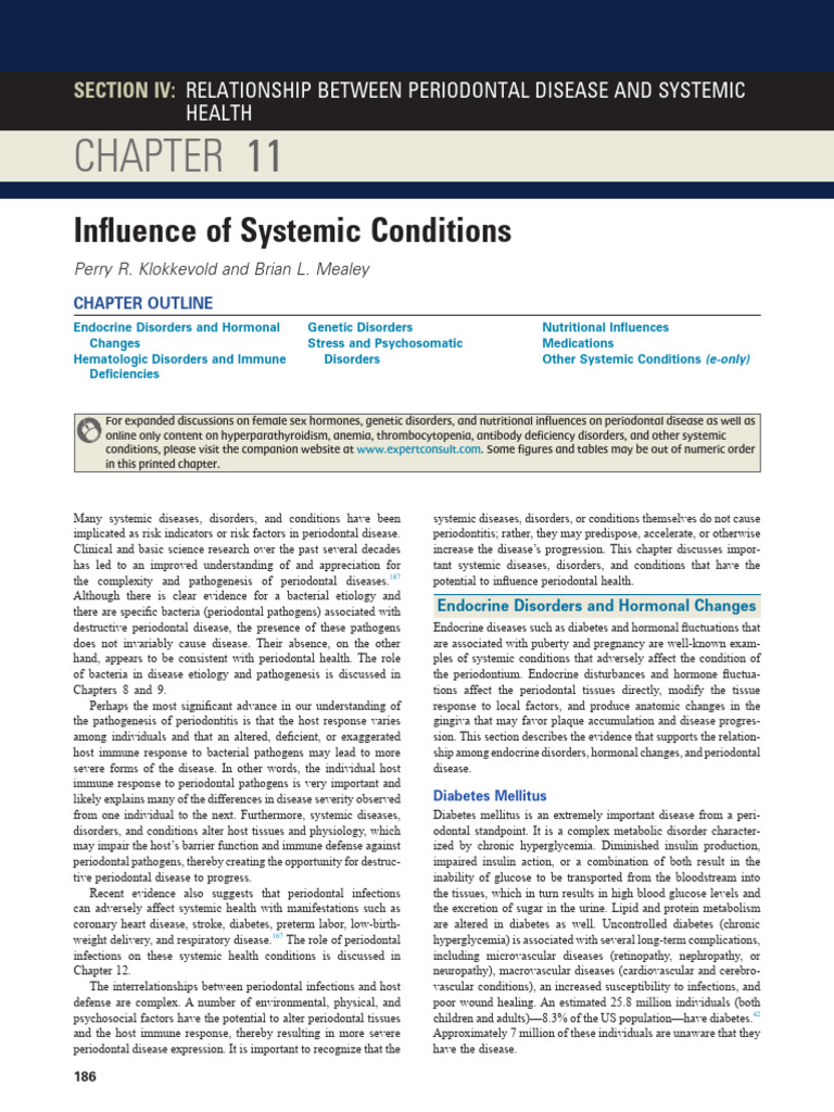 Influence of Systemic Conditions | PDF | Diabetes | Periodontology
