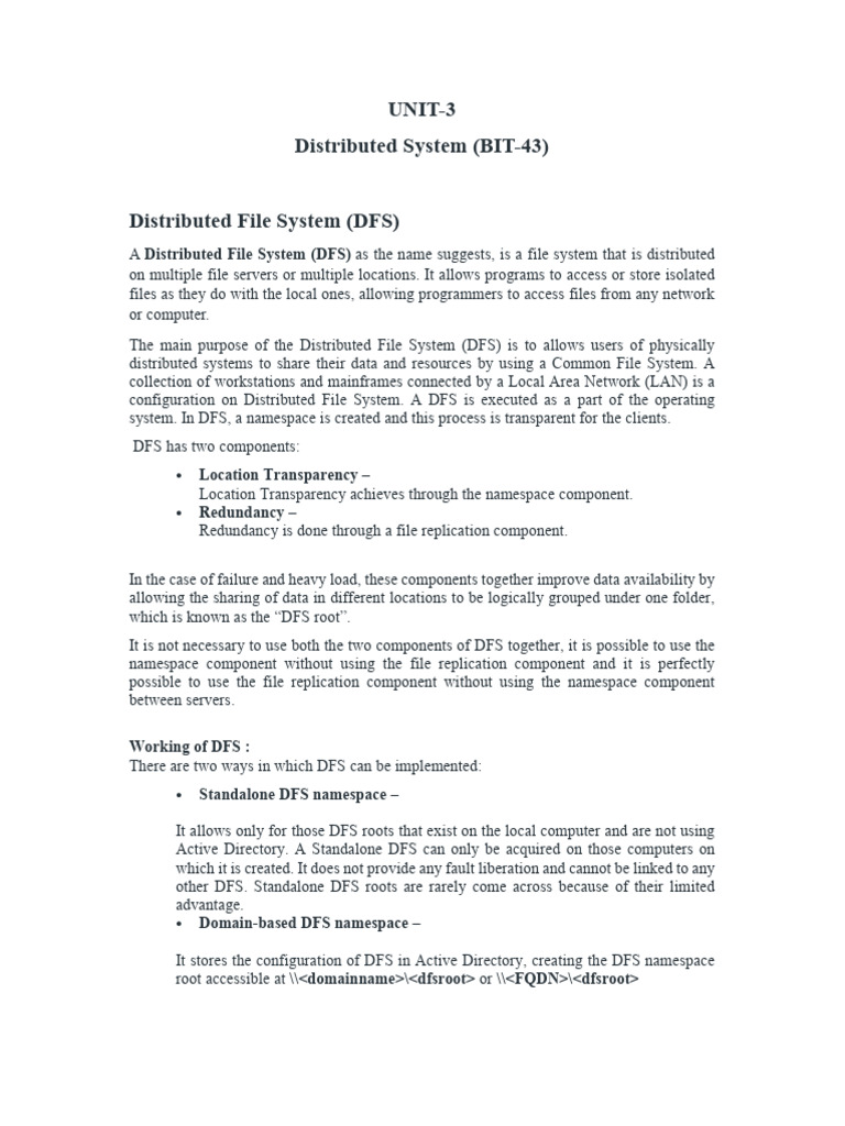 Overview of Distributed File Systems | PDF | File System | Computer ...