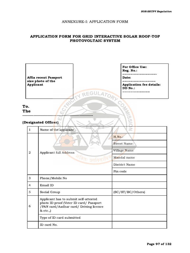 SRTPV Solar Application Form | PDF | Photovoltaic System | Solar Power