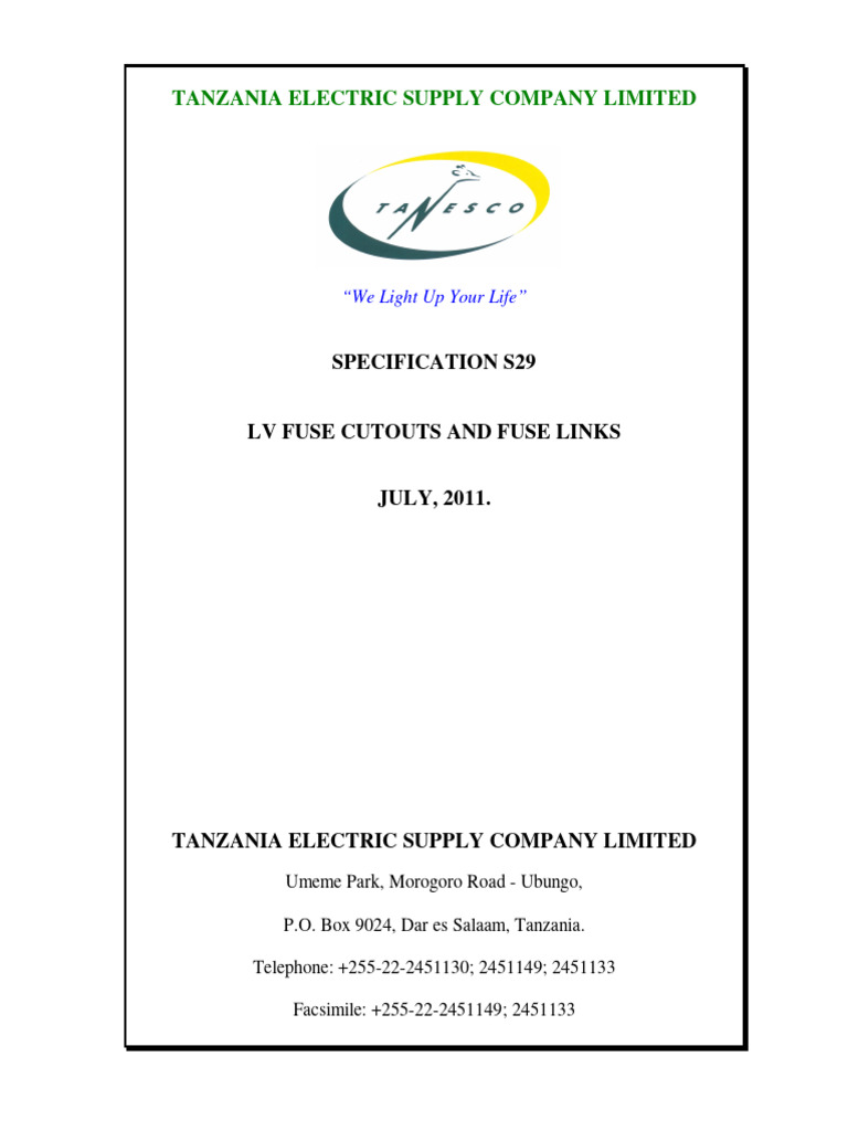 S29 - LV Cutouts - Reviewed | PDF | Fuse (Electrical) | Specification ...