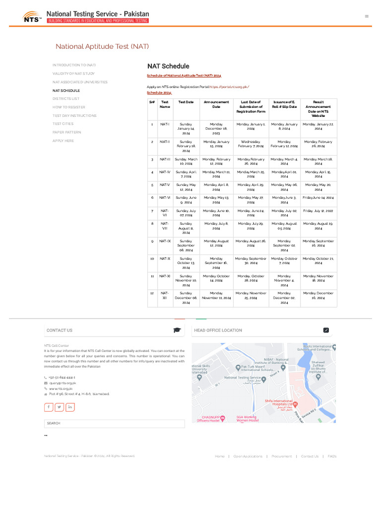 NTS Schedule | Download Free PDF | Tests | Educational Assessment And ...