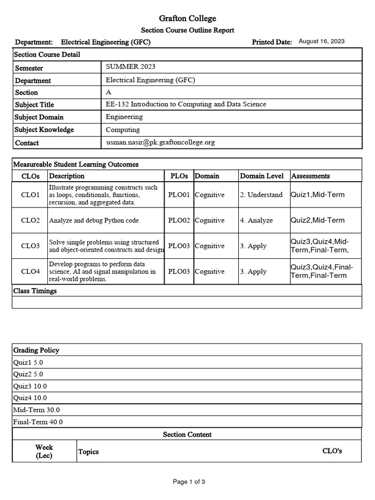 Section Course Outline ICT | PDF | Programming | Computer Program