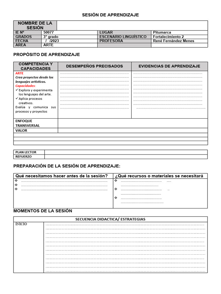 Formato de Sesiones | PDF