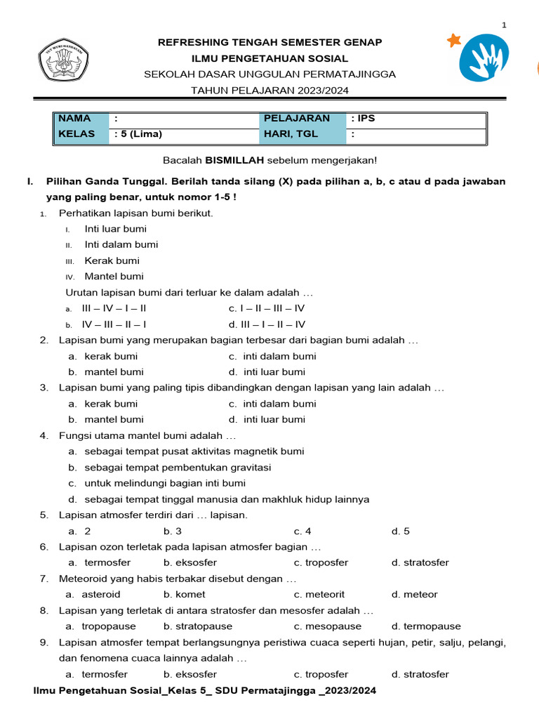 Soal RTS IPS Kelas 5 Genap | PDF