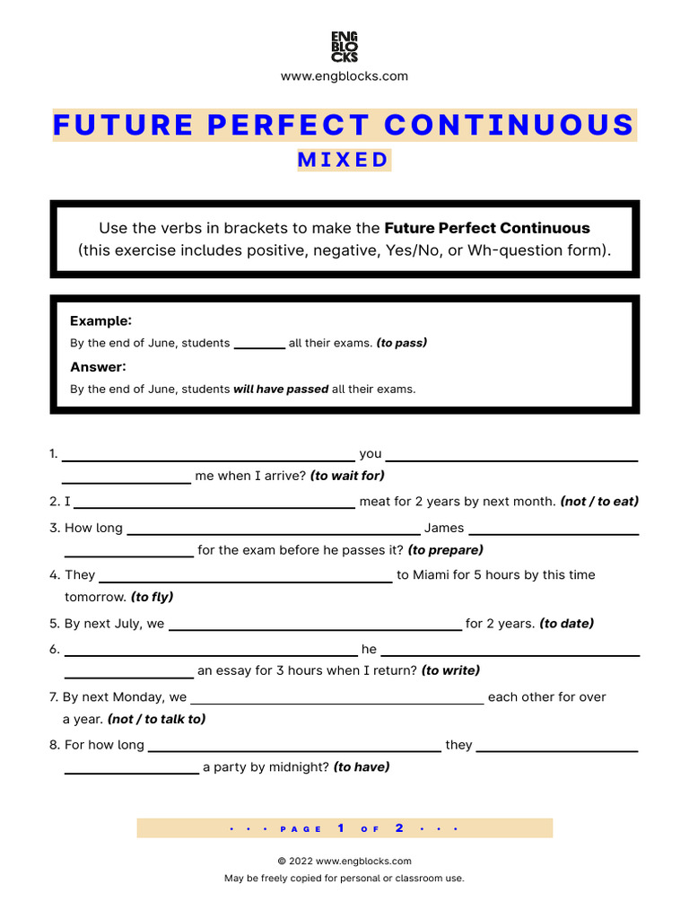 Future Perfect Continuous Mixed | PDF | Semantic Units | Languages