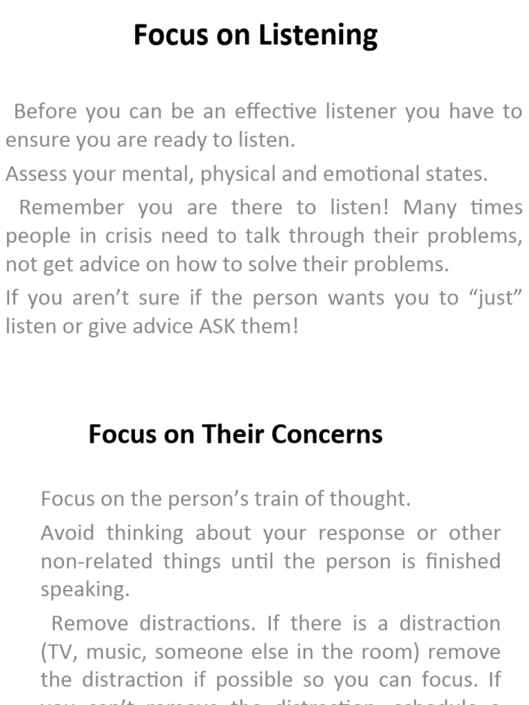 Focus On Listening | PDF | Body Language | Thought