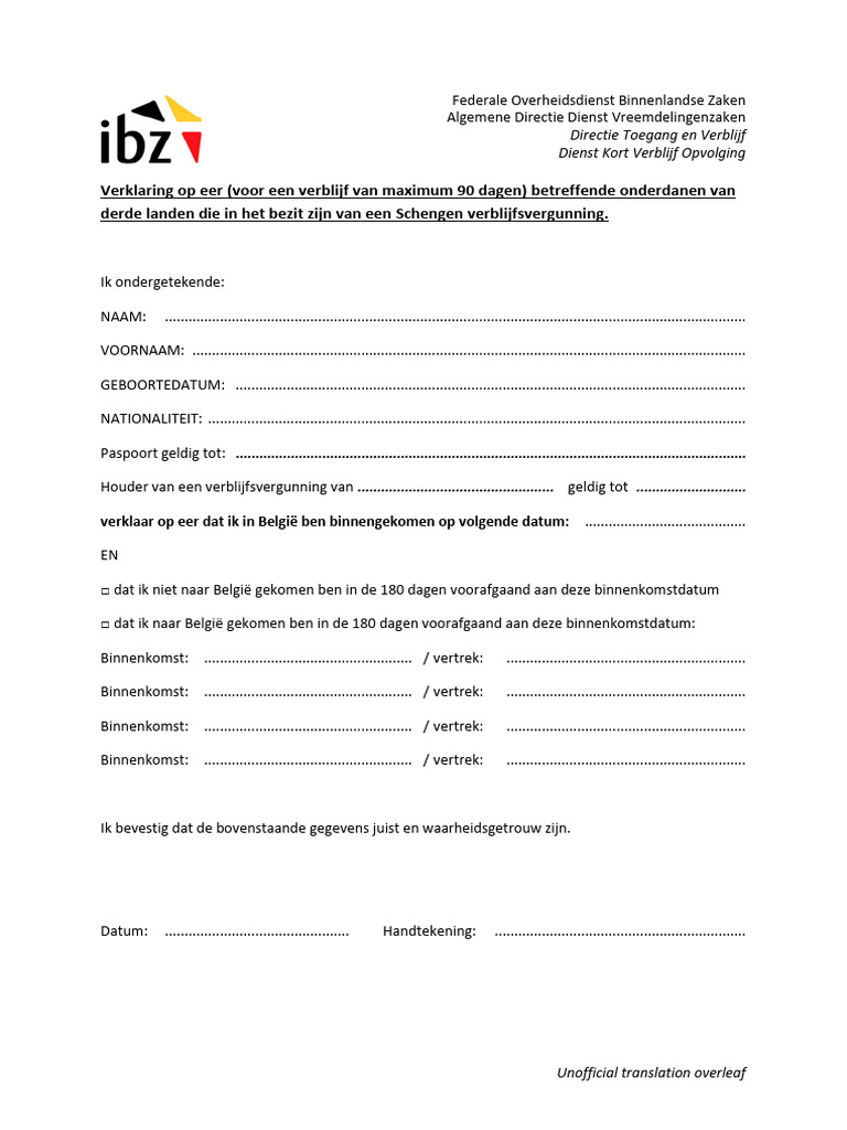 Verklaring Op Eer KV - Met EN Vertaling | PDF