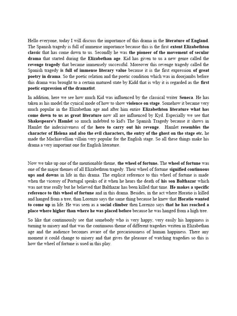 Eng 301 Presentation Speech | PDF | Tragedy