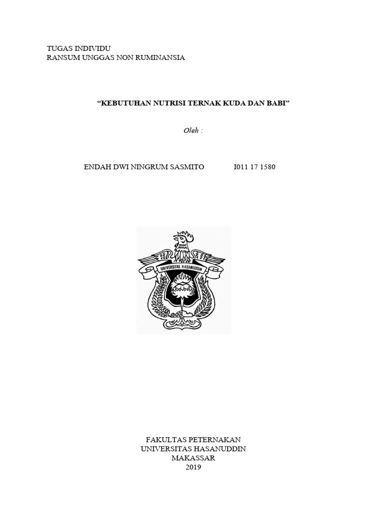 Kebutuhan Nutrisi Babi dan Kuda | PDF | Kesehatan Holistik
