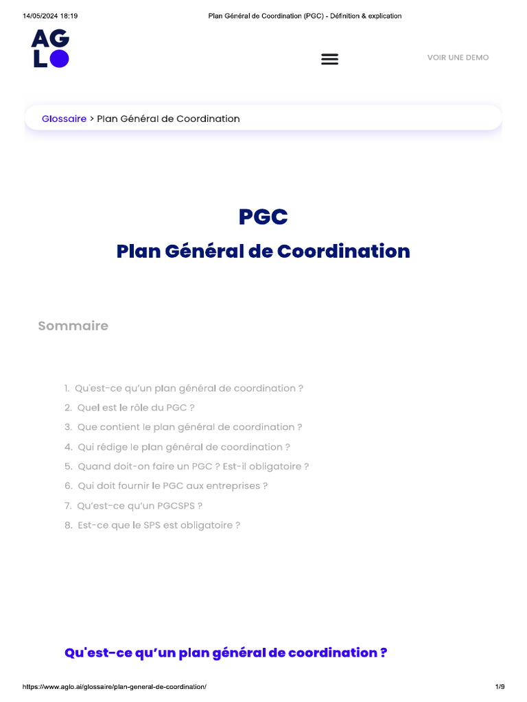 Plan Général de Coordination (PGC) - Définition & explication | PDF