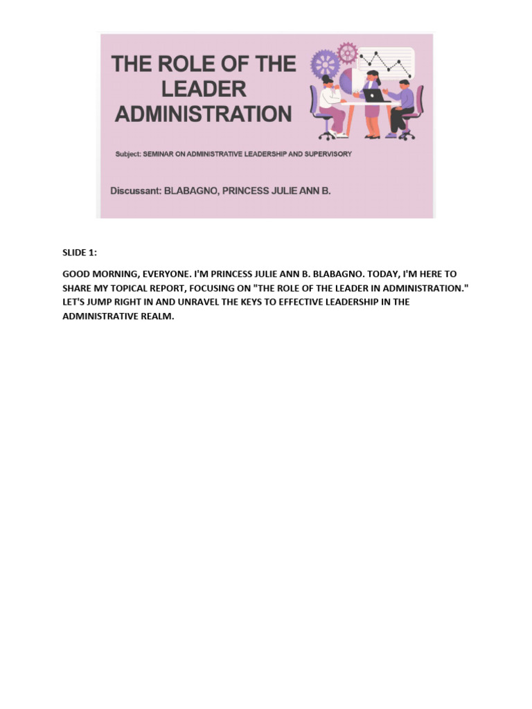 Leadership in Administration Guide | PDF | Leadership | Human Resources