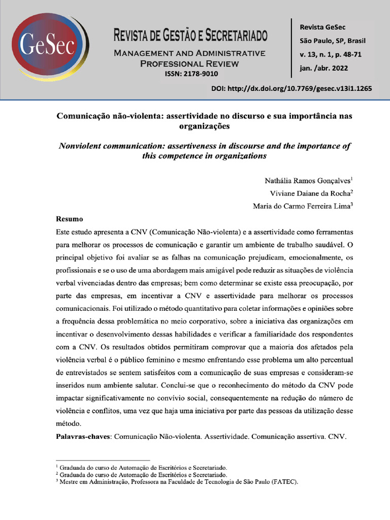 Comunicação Não Violenta Assertividade 1 Pdf