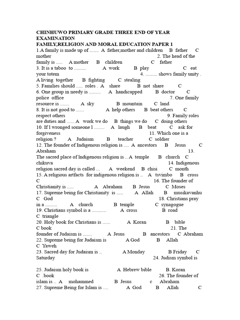 Grade 3 Fareme p1 End of Yr | PDF | God | Jesus