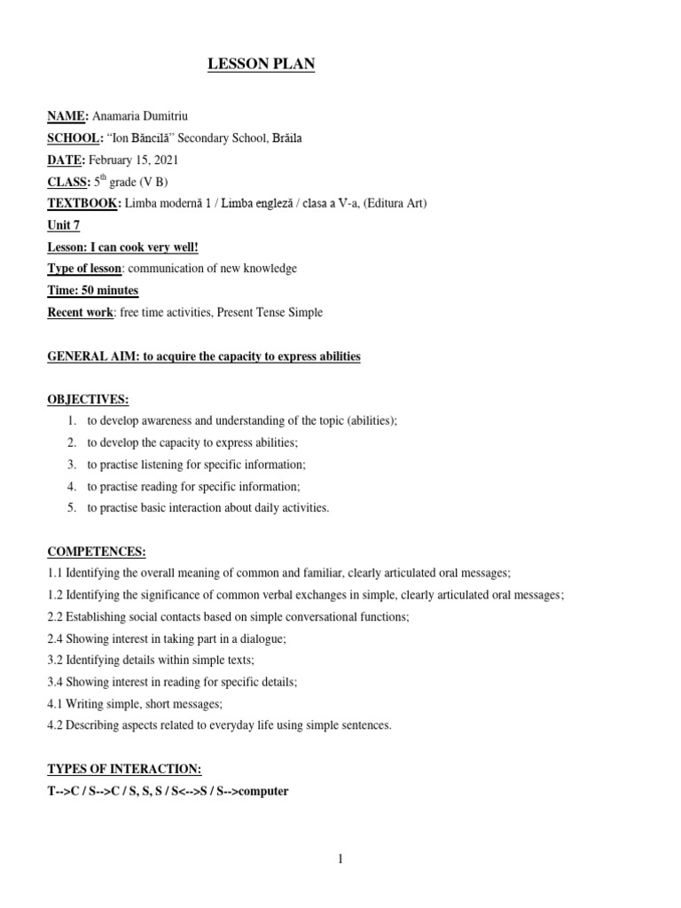 5th Grade English Lesson Plan: Abilities | PDF | Question | Language ...