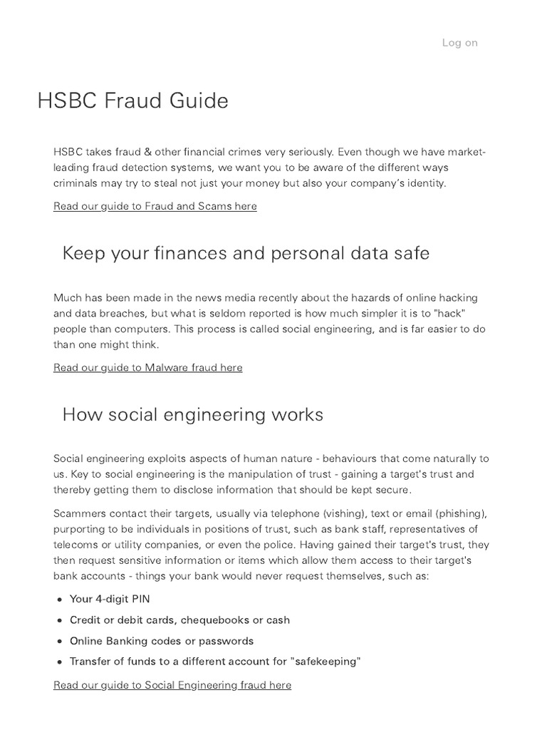 HSBC Fraud Guide - HSBC Bank PLC | PDF | Phishing | Cyberspace