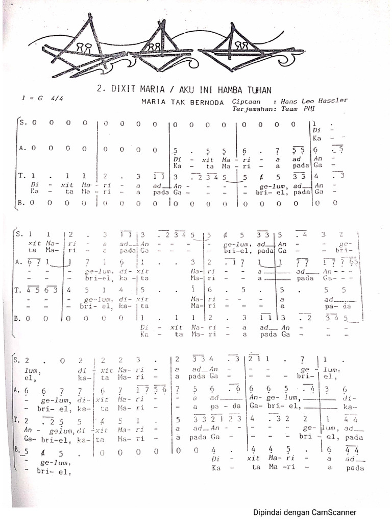 Dixit Maria (Aku Ini Hamba Tuhan) Satb | PDF