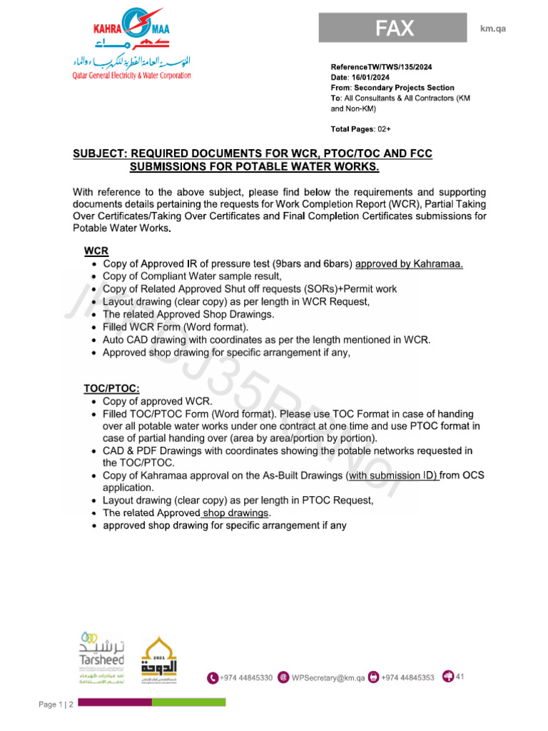 All-TW-TWS-135-2024 WCR-PTOC-FCC Requirements - 1 | PDF