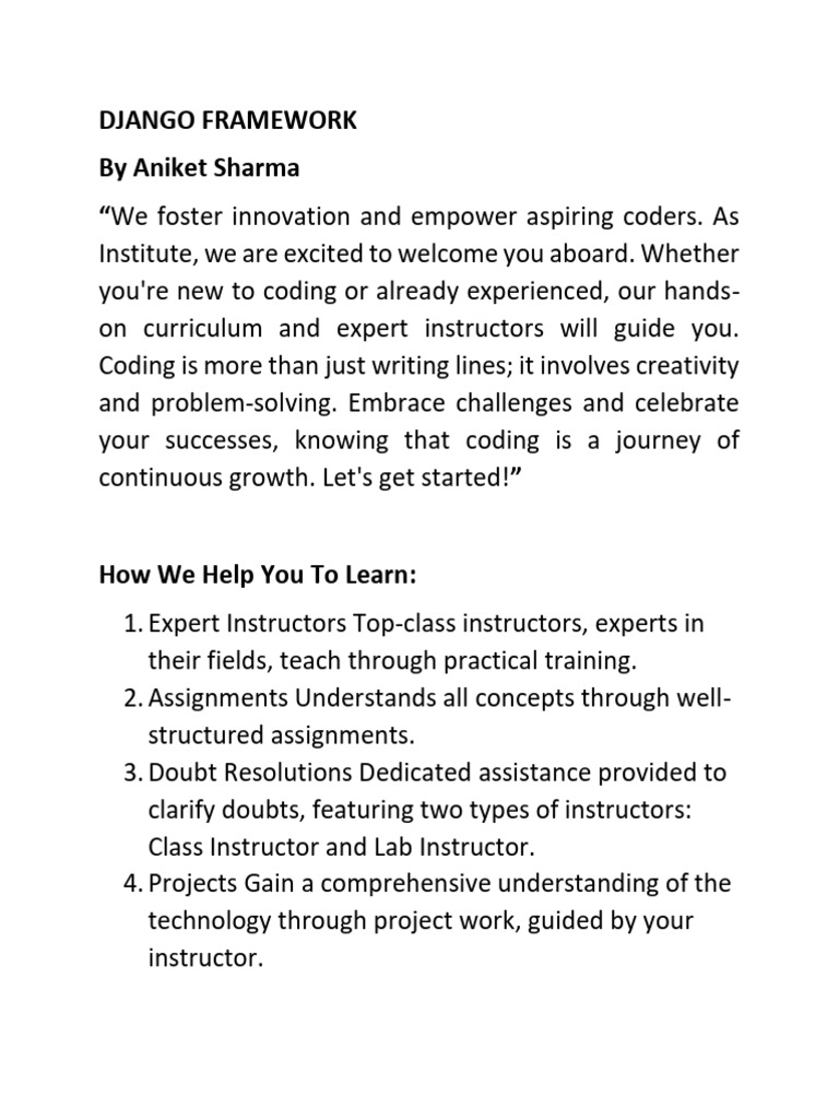 Django Framework Syllabus | PDF | Networking | Internet & Web