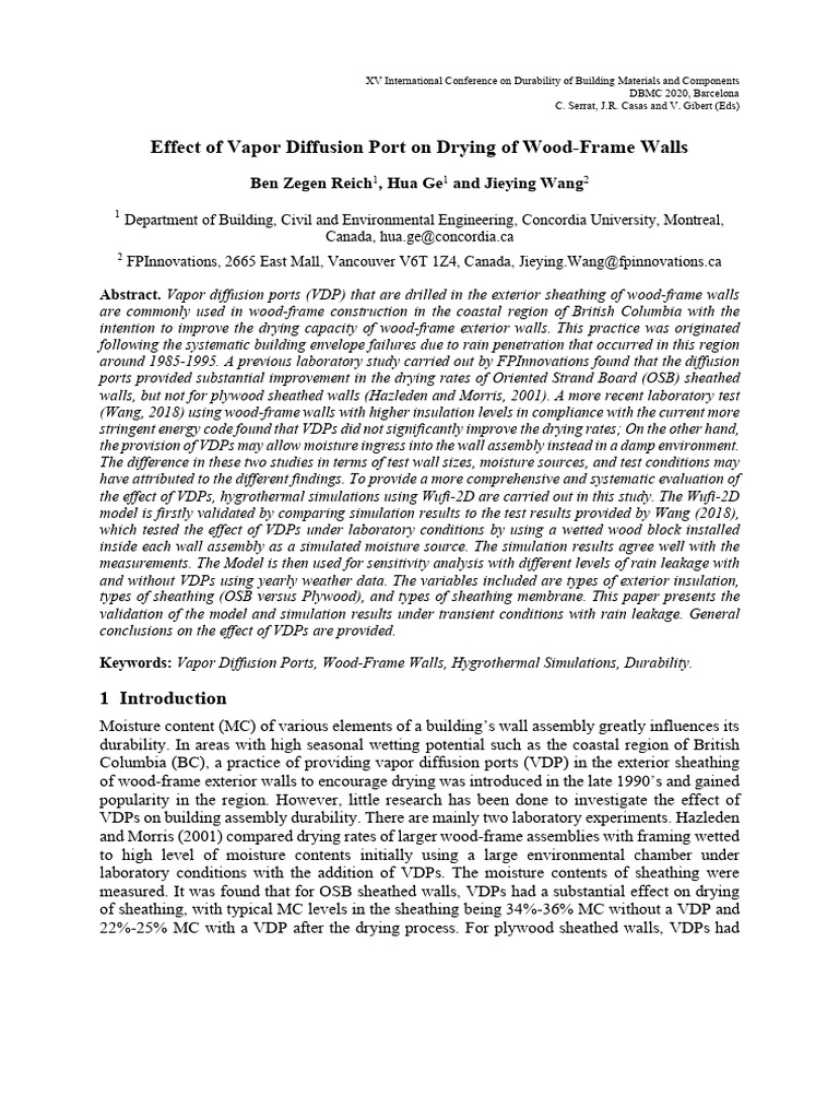 VDP Impact on Wood Walls in Moisture | PDF | Framing (Construction ...